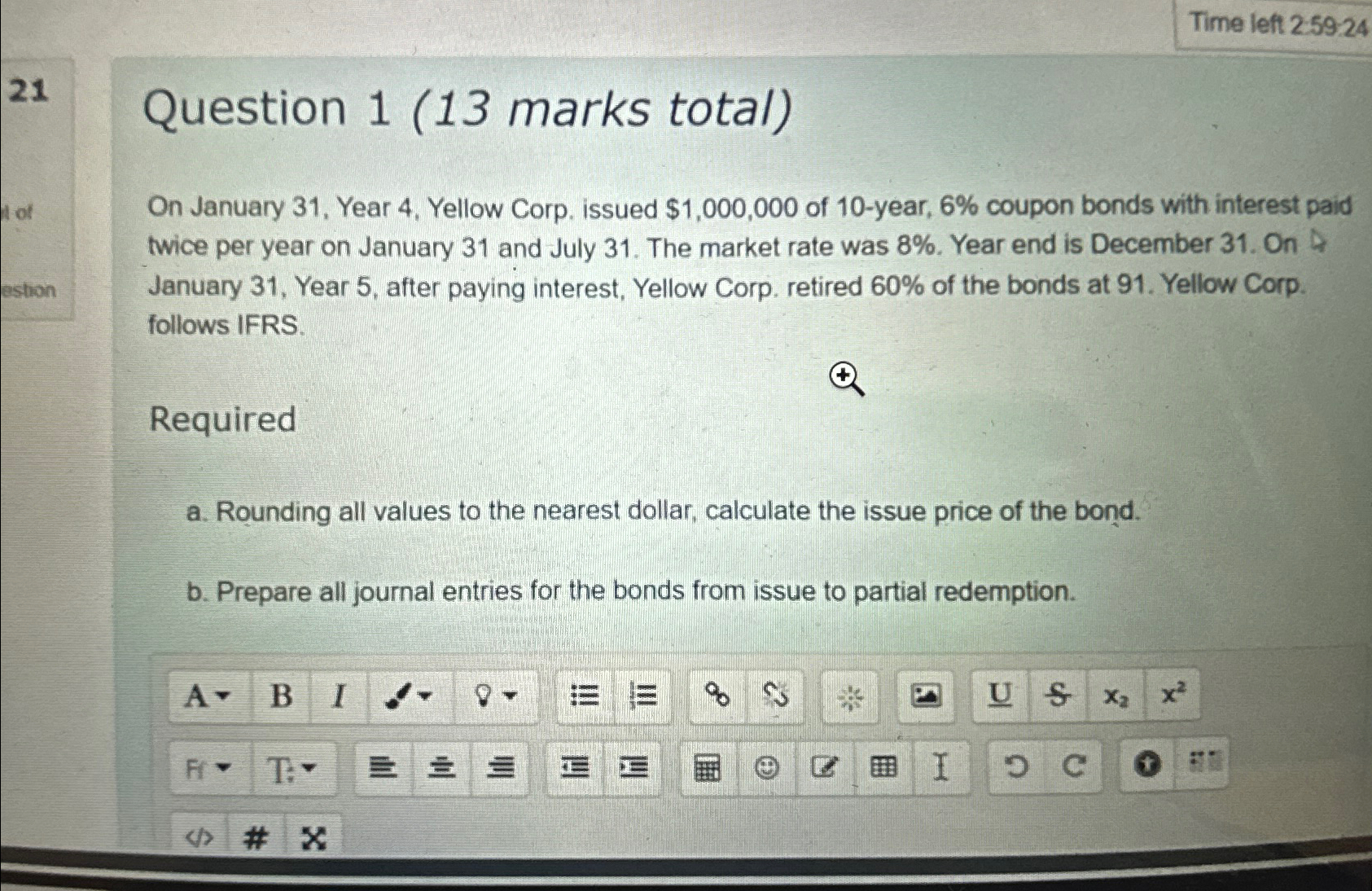 Solved Time left 2.59 .2421 ﻿Question 1 (13 ﻿marks total)On | Chegg.com