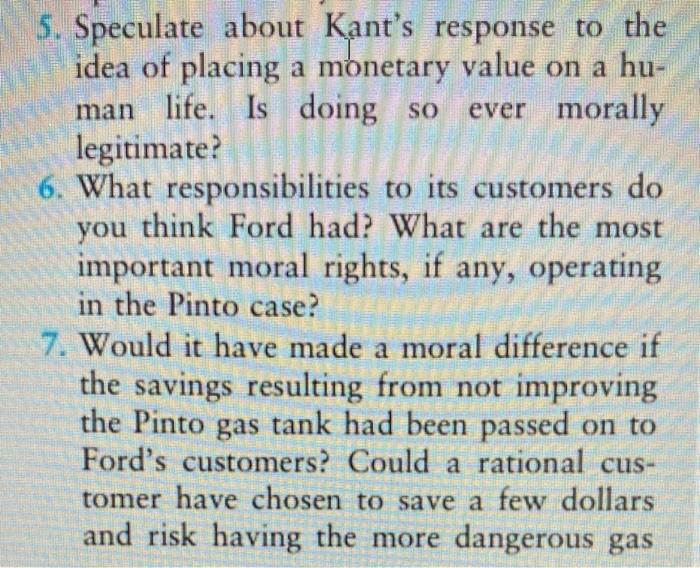 5. Speculate about Kant's response to the idea of | Chegg.com