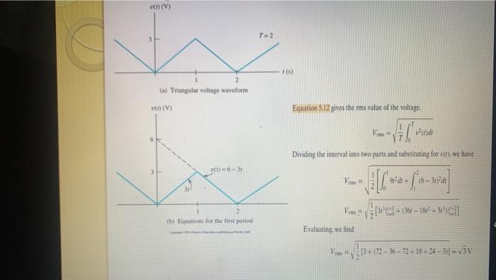 Solved (V) T-2 1) a) Triangular voltage waveform (V) | Chegg.com