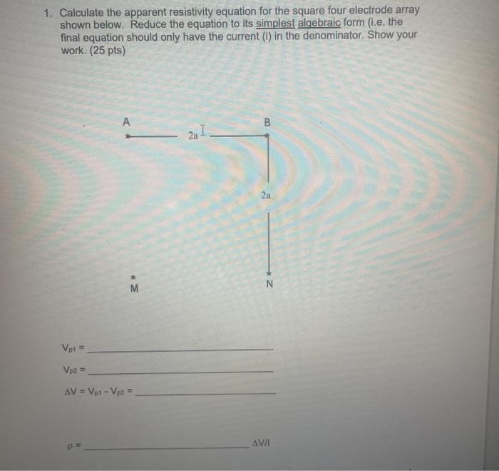 1. Calculate the apparent resistivity equation for | Chegg.com