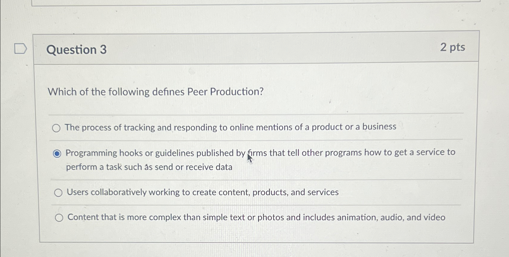 Solved Question 32 ﻿ptsWhich of the following defines Peer | Chegg.com