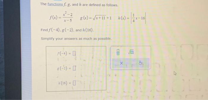 Solved The functions f,g, and h are defined as follows. | Chegg.com