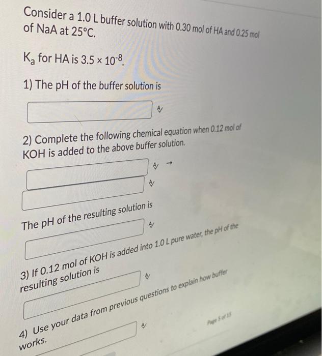 Solved consider a 1.0L buffer solution with 0.30 mol of HA | Chegg.com