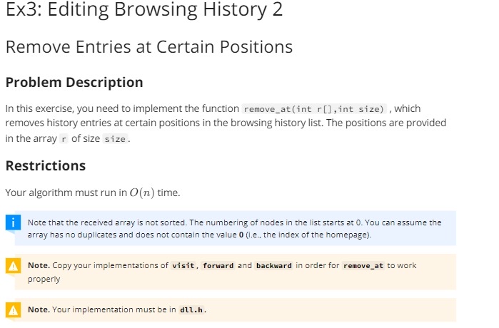 Solved Ex3: Editing Browsing History 2Remove Entries at | Chegg.com