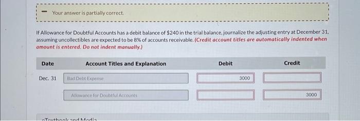 Solved If Allowance for Doubtful Accounts has a debit | Chegg.com