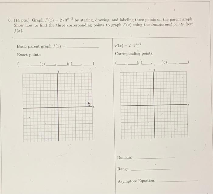 Solved Banic povent kraph f(x)= Fixact points: F(x)=2⋅3x−2 | Chegg.com