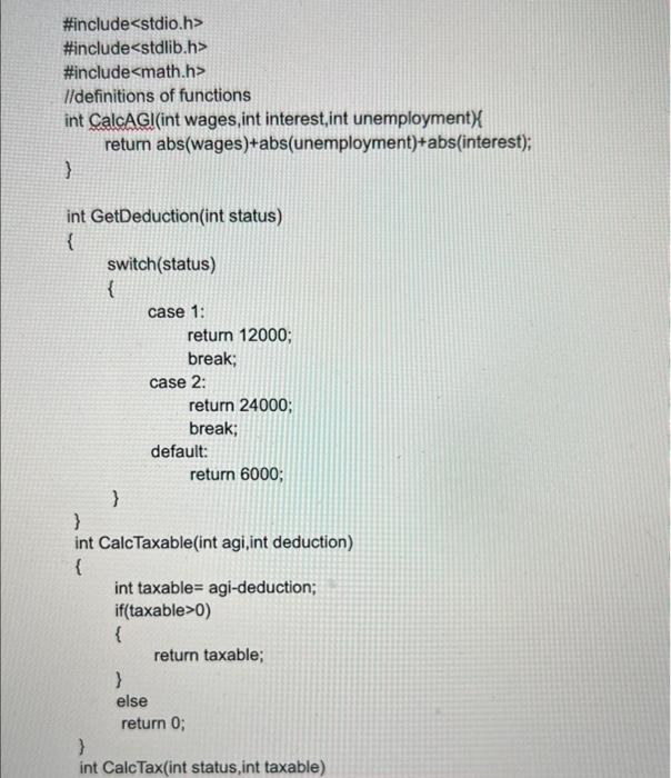 Solved 20.9 LAB*: Program: Income tax form - functions | Chegg.com