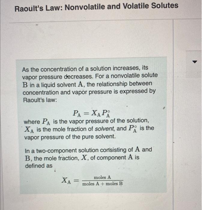 Solved Raoult's Law: Nonvolatile and Volatile Solutes As the | Chegg.com
