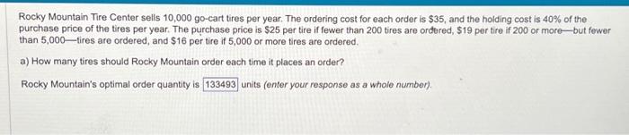Solved a) optimal order quantity q = ____ units b) total | Chegg.com