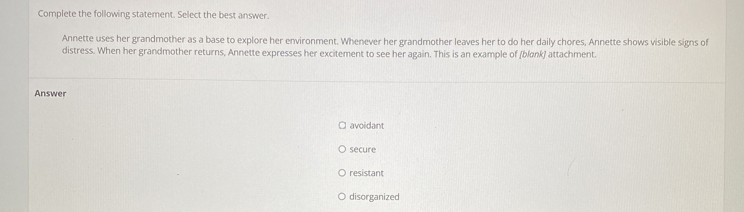 Solved Complete the following statement. Select the best | Chegg.com