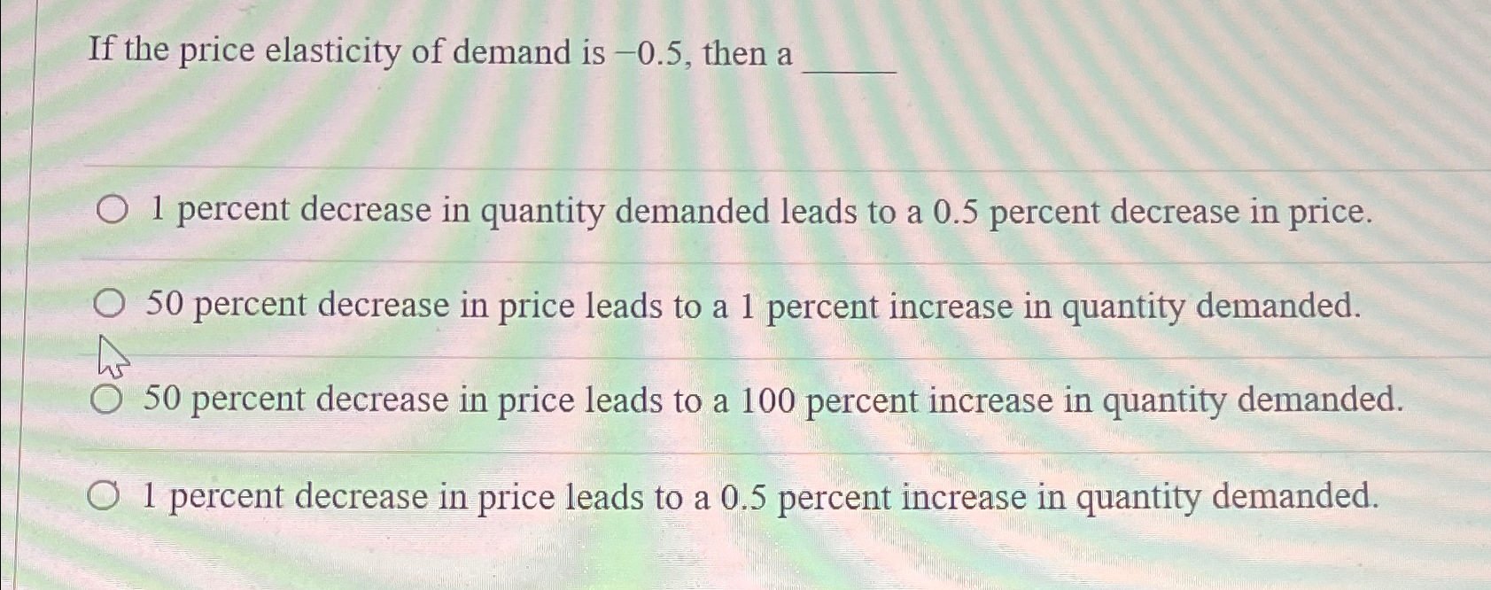 Solved If the price elasticity of demand is -0.5 , ﻿then a1 | Chegg.com