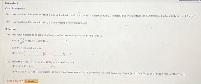 Solved Example 1 Video Example) (a) How much work is done in | Chegg.com