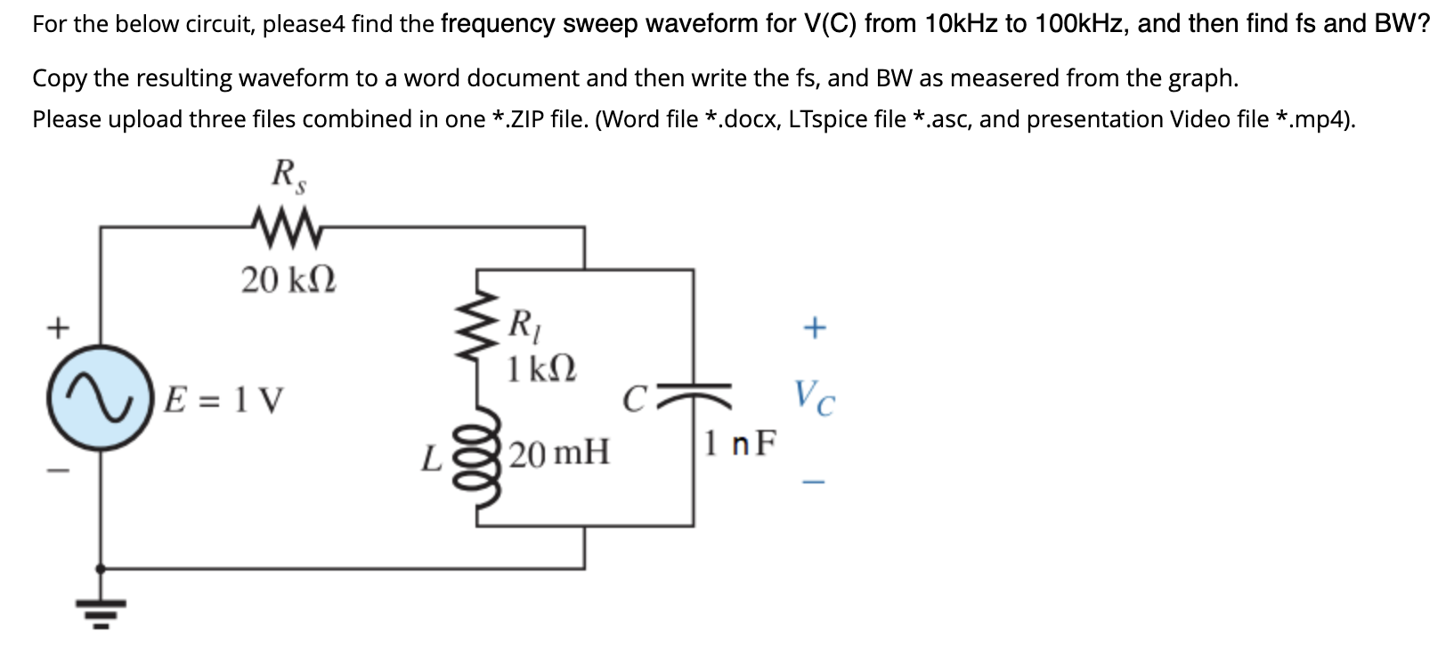 For the below circuit, please4 ﻿find the frequency | Chegg.com