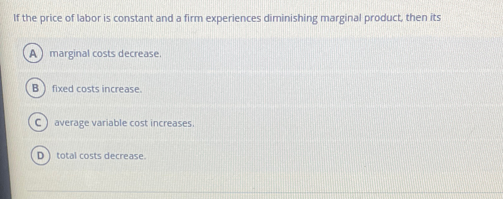 Solved If the price of labor is constant and a firm | Chegg.com