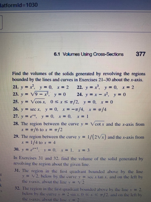 Solved latformid=1030 6.1 Volumes Using Cross-Sections 377 | Chegg.com