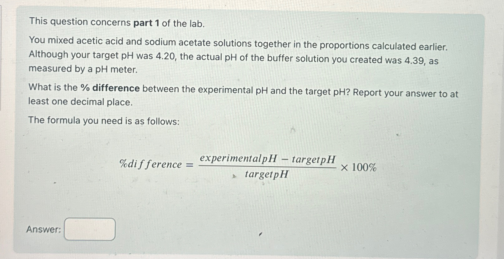 Solved This question concerns part 1 ﻿of the lab.You mixed | Chegg.com