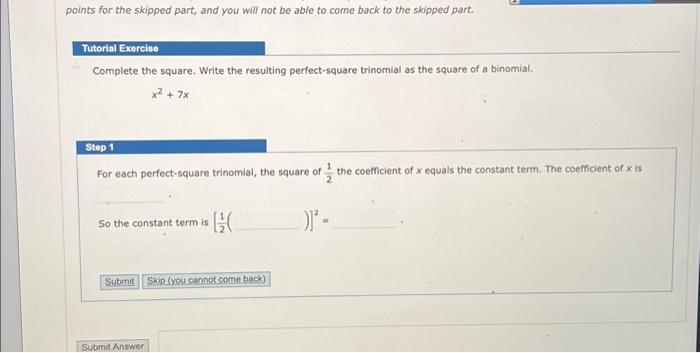 Solved points for the skipped part, and you will not be able | Chegg.com