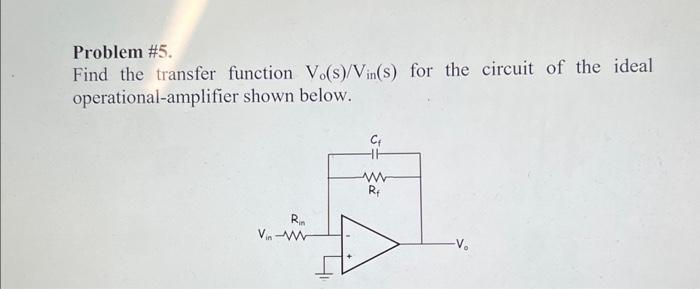 Solved Problem \#5. Find the transfer function V0(s)/Vin (s) | Chegg.com