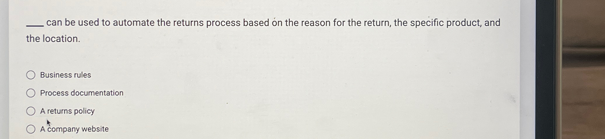 Solved can be used to automate the returns process based on | Chegg.com