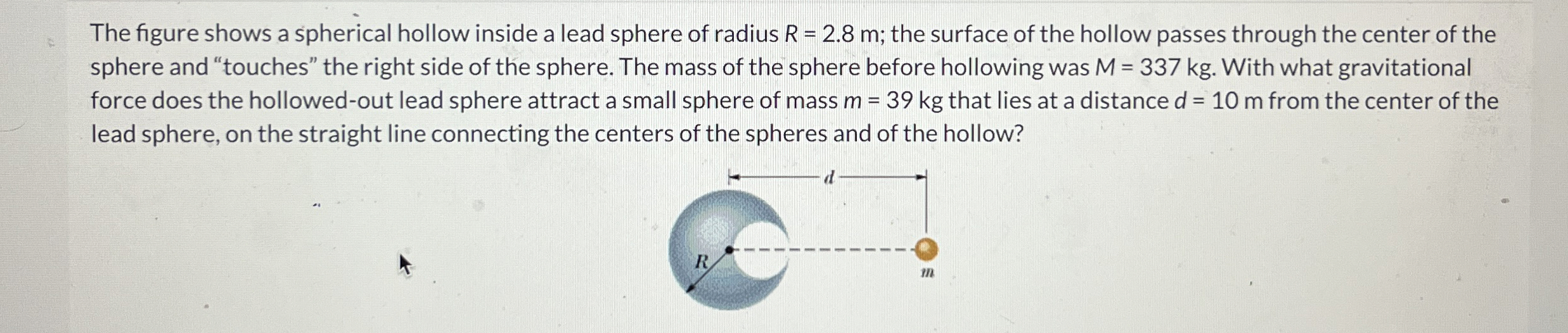 Solved The figure shows a spherical hollow inside a lead | Chegg.com