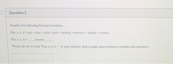 Solved Simplify the following Boolean functions: | Chegg.com