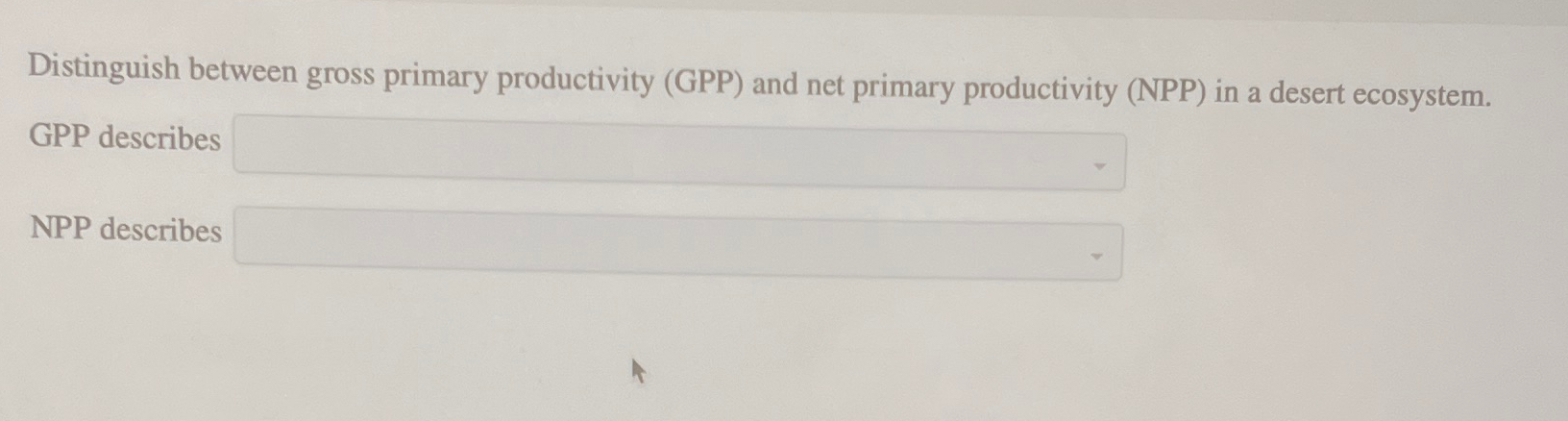 Solved Distinguish between gross primary productivity (GPP) | Chegg.com