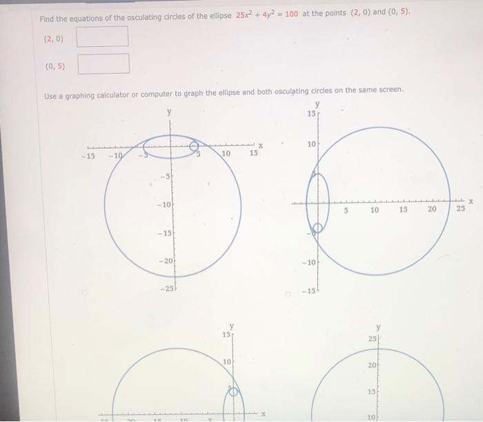 Solved Find The Equations Of The Osculating Circles Of The