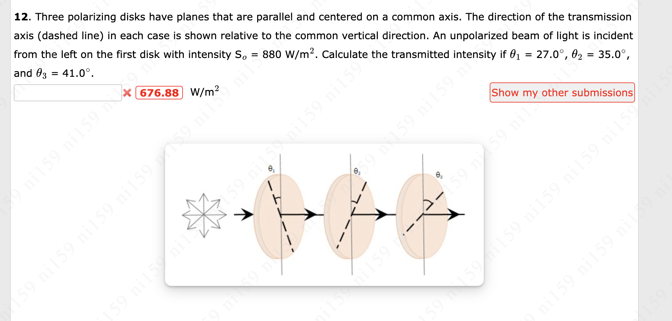 Solved Three polarizing disks have planes that are parallel | Chegg.com