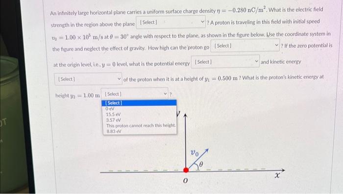 Solved An infinitely large horizontal plane carries a | Chegg.com