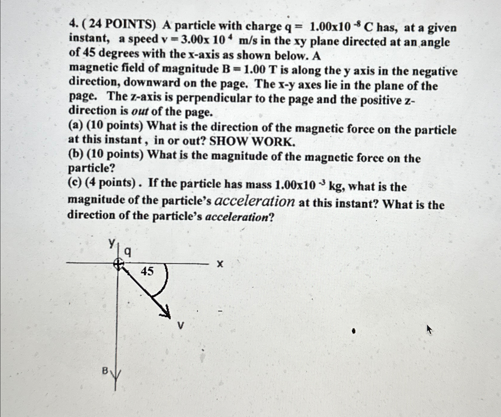 Solved ( 24 ﻿POINTS) ﻿A particle with charge q=1.00×10-8C | Chegg.com