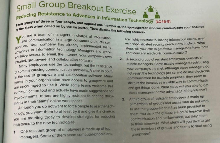 Solved Small Group Breakout Exercise Reducing Resistance to | Chegg.com