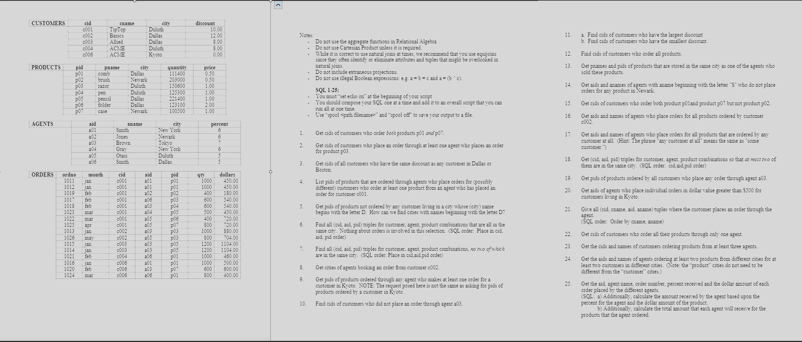 Using relational algebra, please help me solve | Chegg.com