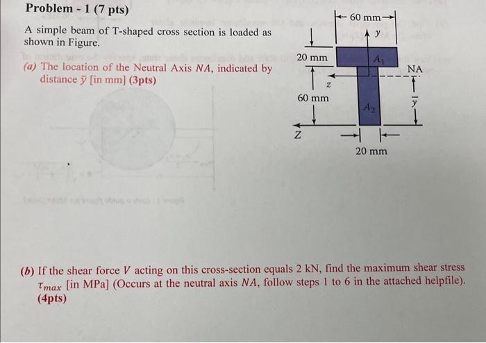 Solved A simple beam of T-shaped cross section is loaded as | Chegg.com