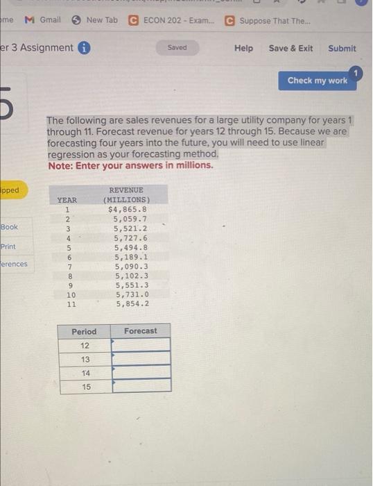 Solved The following are sales revenues for a large utility | Chegg.com