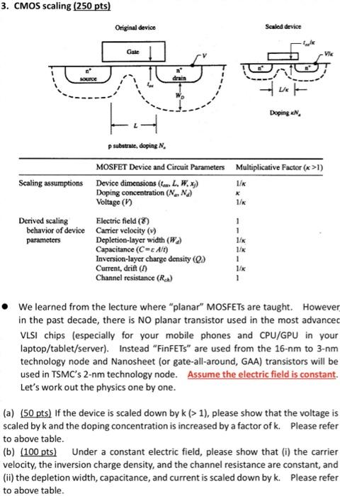 Solved 3. CMOS scaling (250 pts) p suevosac, evpres ir, - We | Chegg.com Solved 3. CMOS scaling (250 pts) p suevosac, evpres ir, - We | Chegg.com