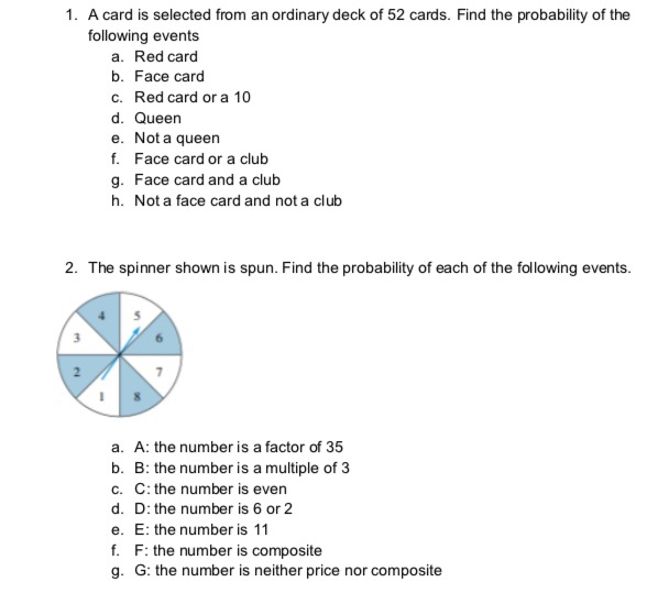 Solved 1. A card is selected from an ordinary deck of 52 | Chegg.com