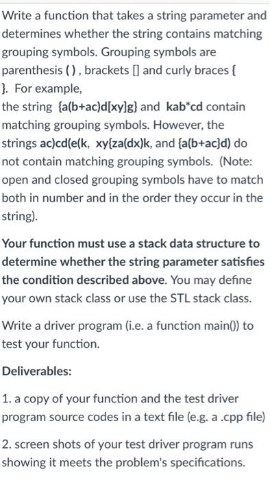 Solved Write a function that takes a string parameter and | Chegg.com