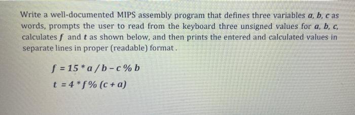 Solved a Write a well-documented MIPS assembly program that | Chegg.com
