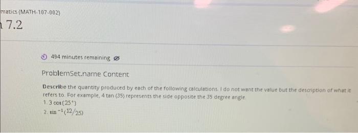 Solved Problemset.name Content Describe the quantity | Chegg.com
