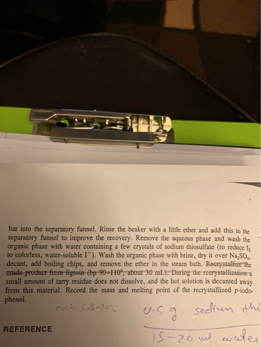 Solved Chap p-IODOPHENOL FROM p-AMINOPHENOL USING A | Chegg.com