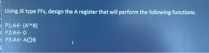 Solved Using JK type FFs, design the A register that will | Chegg.com