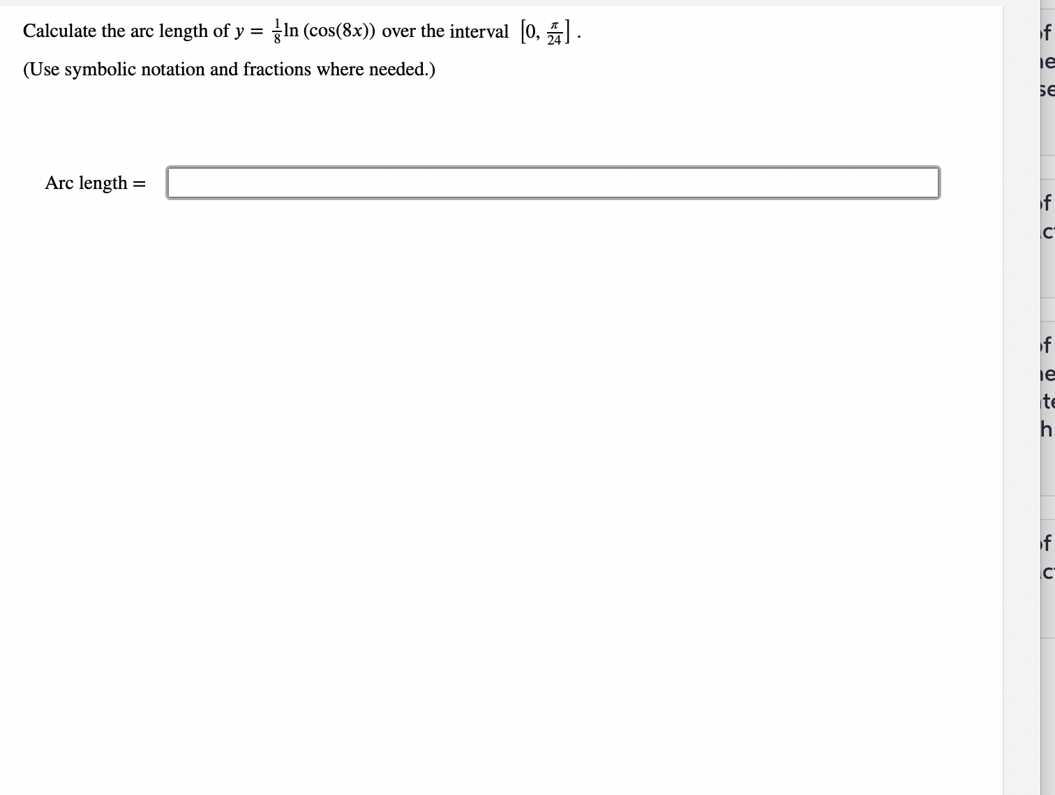 Solved Calculate the arc length of y=26-5x ﻿over the | Chegg.com