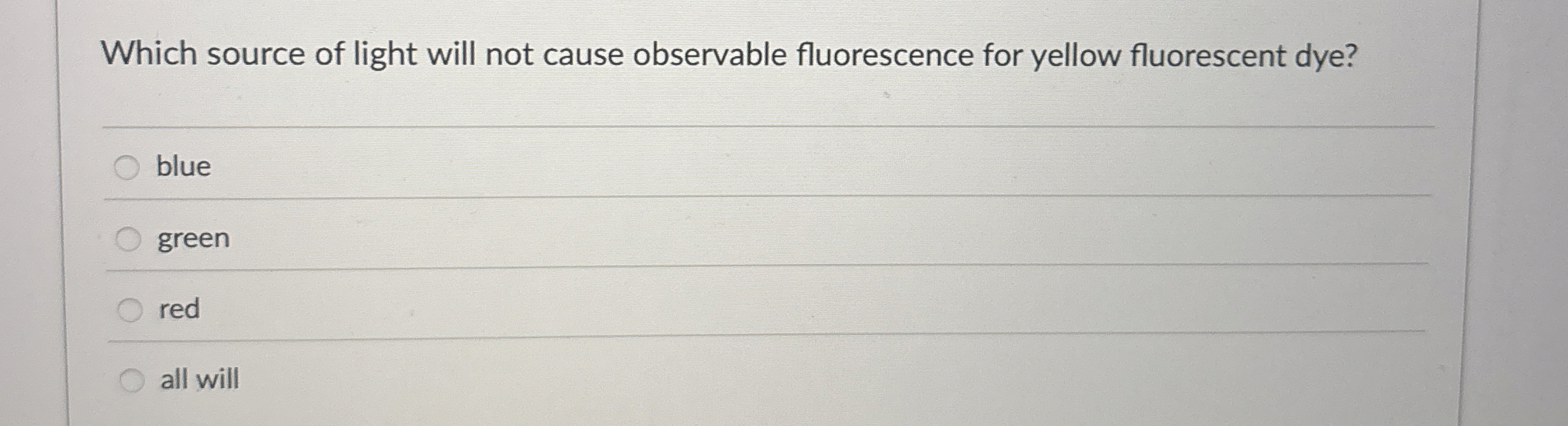 Solved Which source of light will not cause observable | Chegg.com