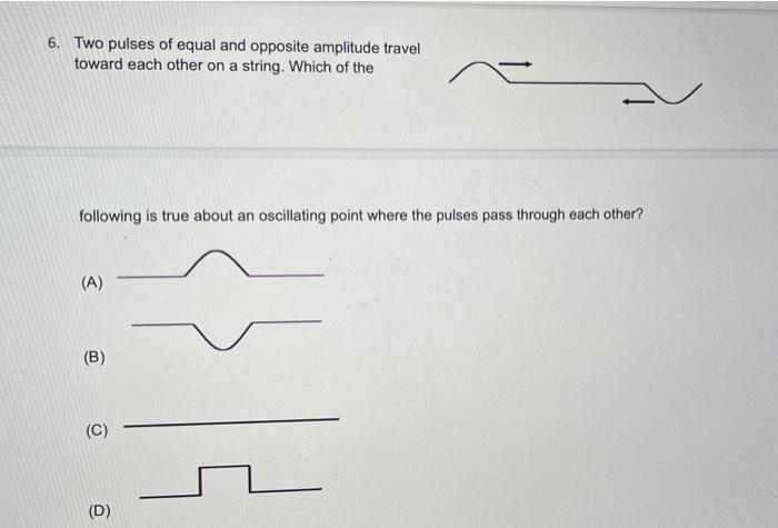 Solved 5. Two pulses of equal positive amplitude travel | Chegg.com