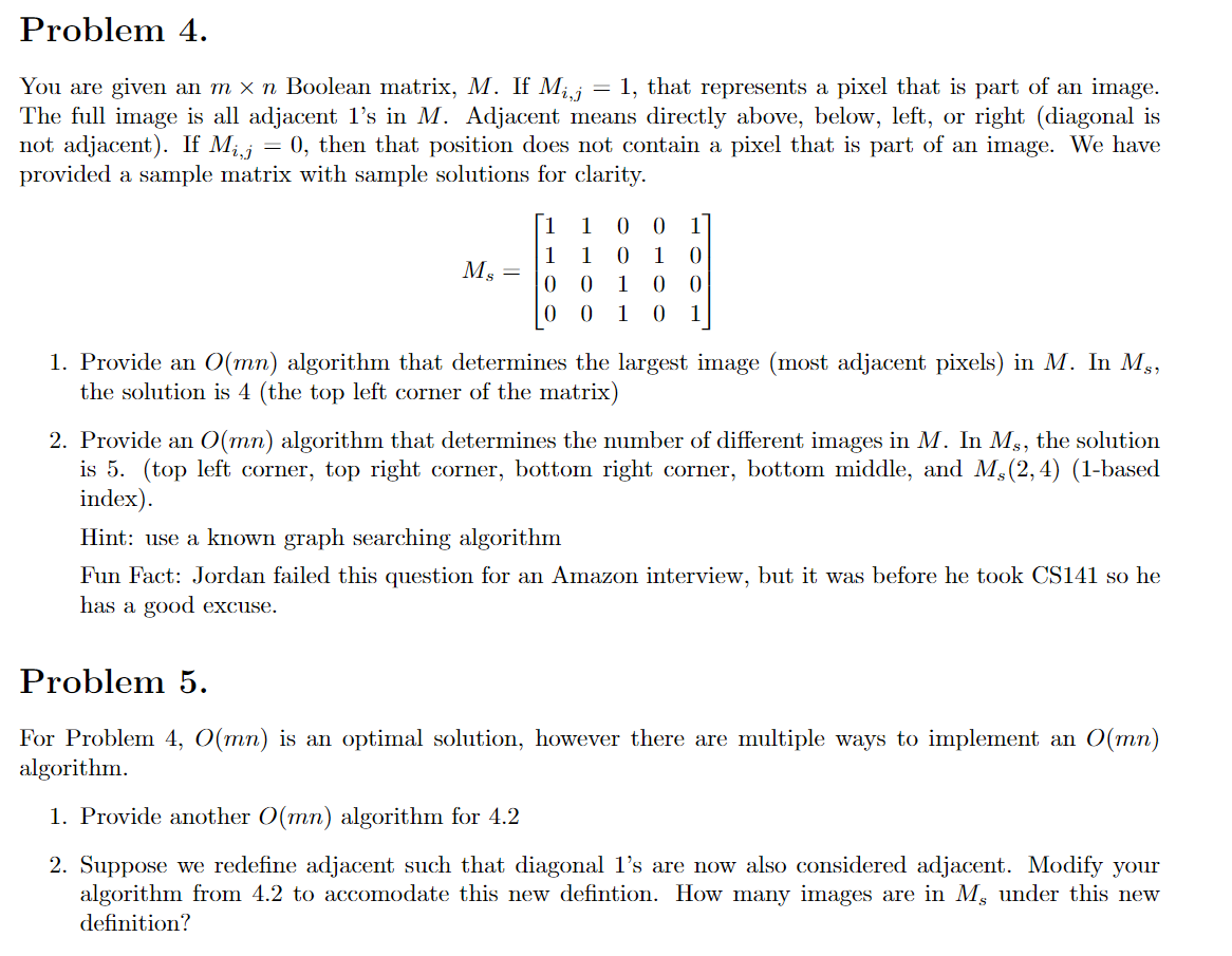 Solved You are given an m×n ﻿Boolean matrix, M. ﻿If Mi,j=1, | Chegg.com