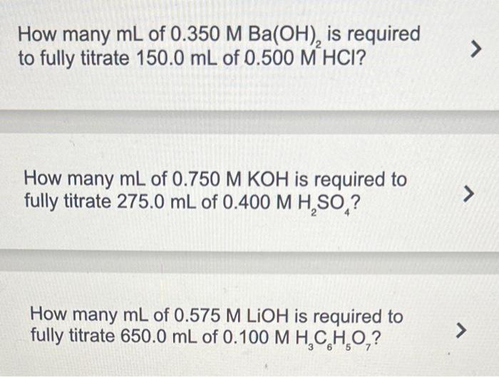 Solved How many mL of 0.350MBa(OH)2 is required to fully | Chegg.com