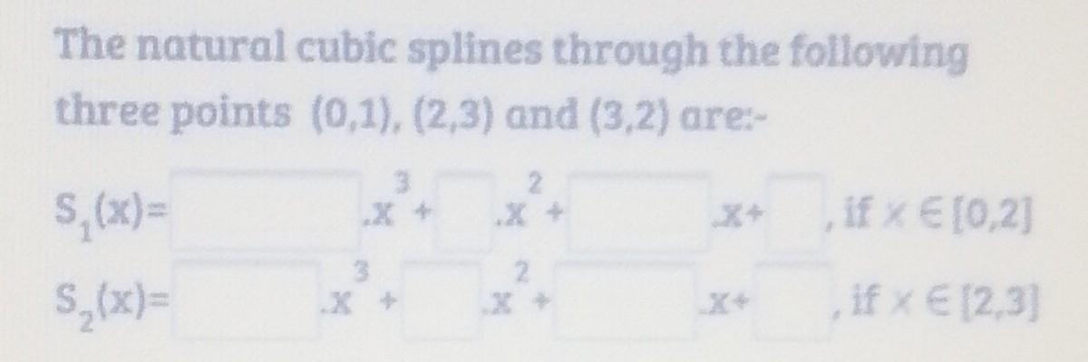 Solved The natural cubic splines through the following three | Chegg.com