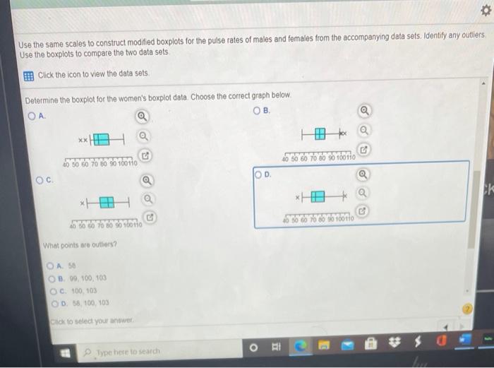 Solved Use the same scales to construct modified boxplots | Chegg.com