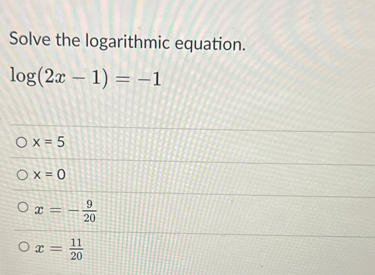 Solved Solve the logarithmic | Chegg.com