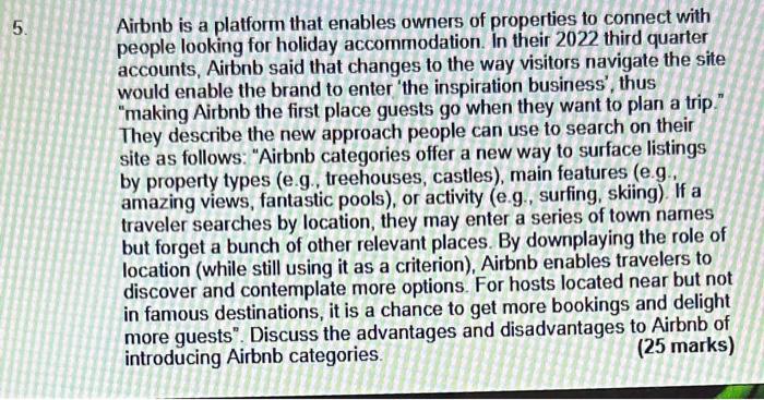 Solved Airbnb is a platform that enables owners of | Chegg.com